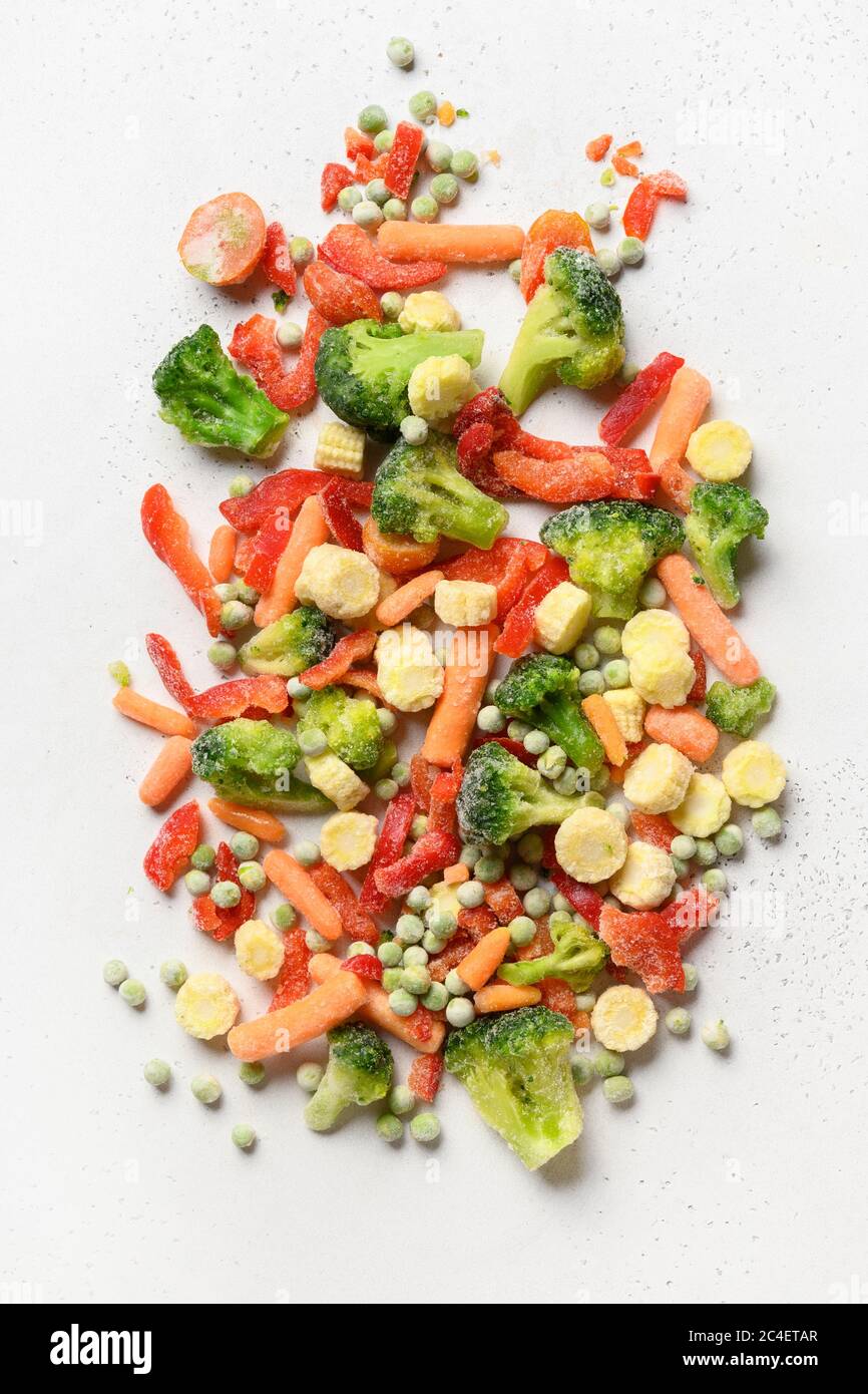 Frozen food colorful vegetables isolated on white background Stock ...