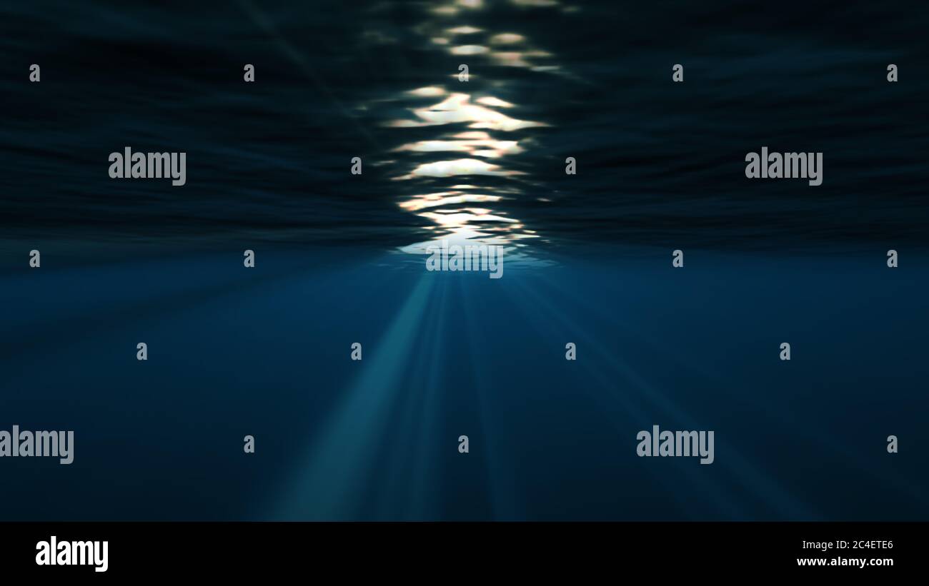 deep underwater sun ray light abstract background Stock Photo - Alamy