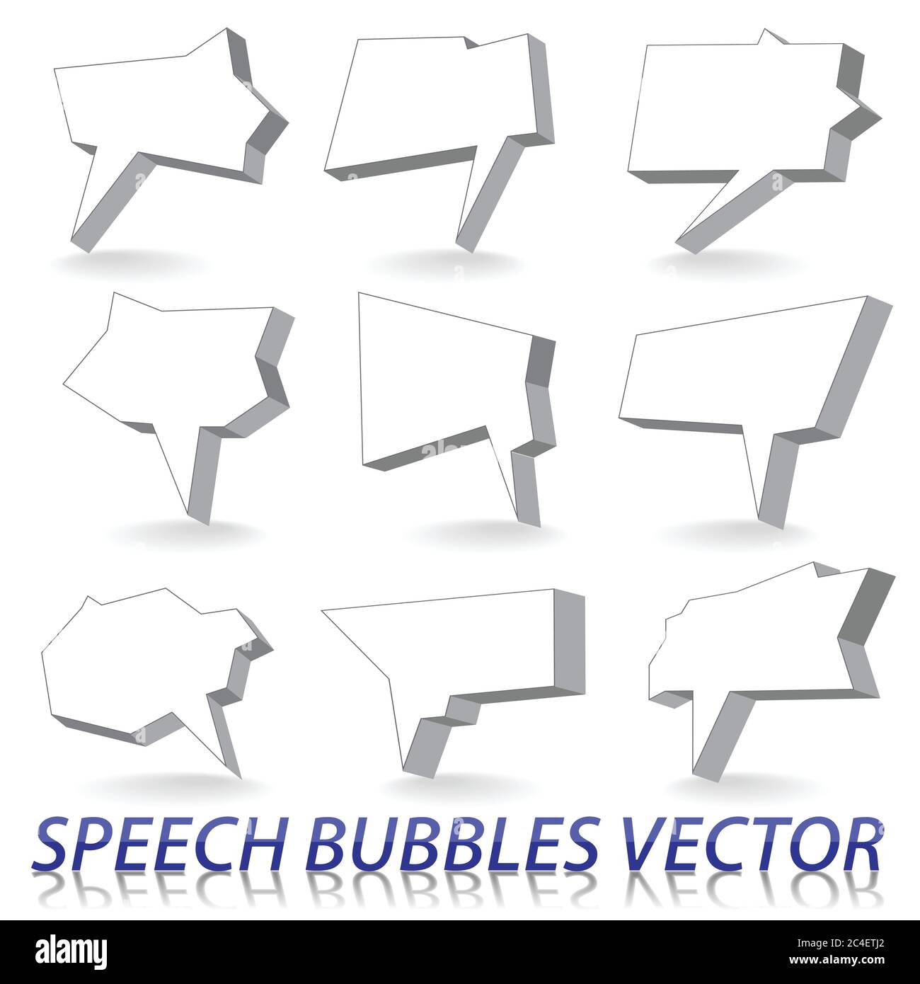 Set Of 3d Speech Bubbles Two Colored Vector Image Stock Vector Image