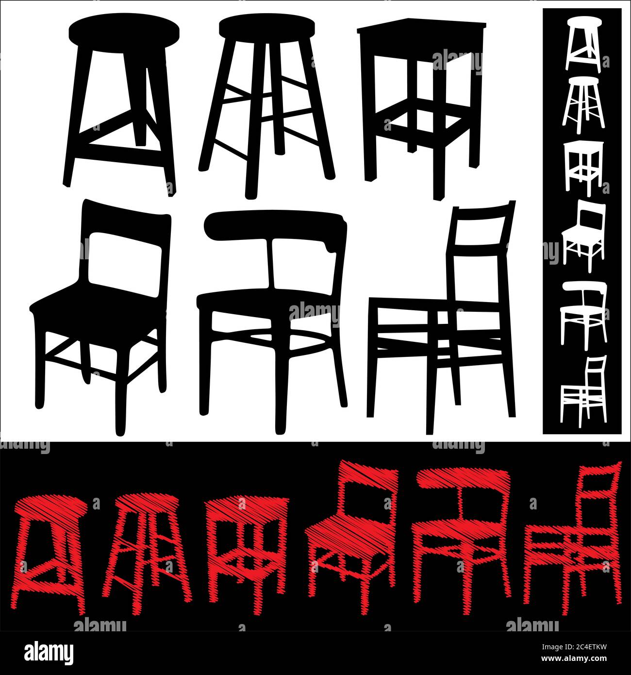 Set of chairs and stools icon. Vector illustration Stock Vector Image ...