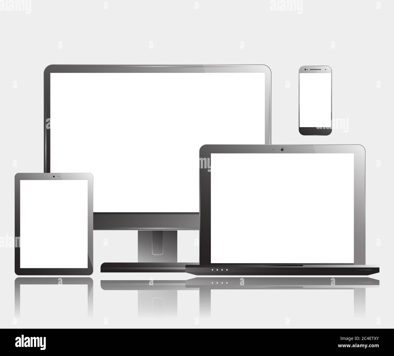 Smartphone Computer Monitor Tablet Laptop Set. Realistic vector ...