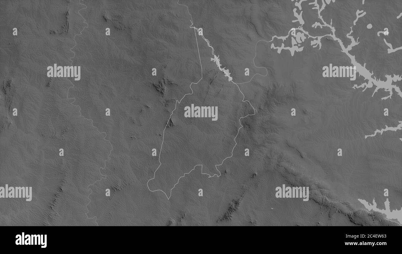 Bono, region of Ghana. Grayscaled map with lakes and rivers. Shape ...