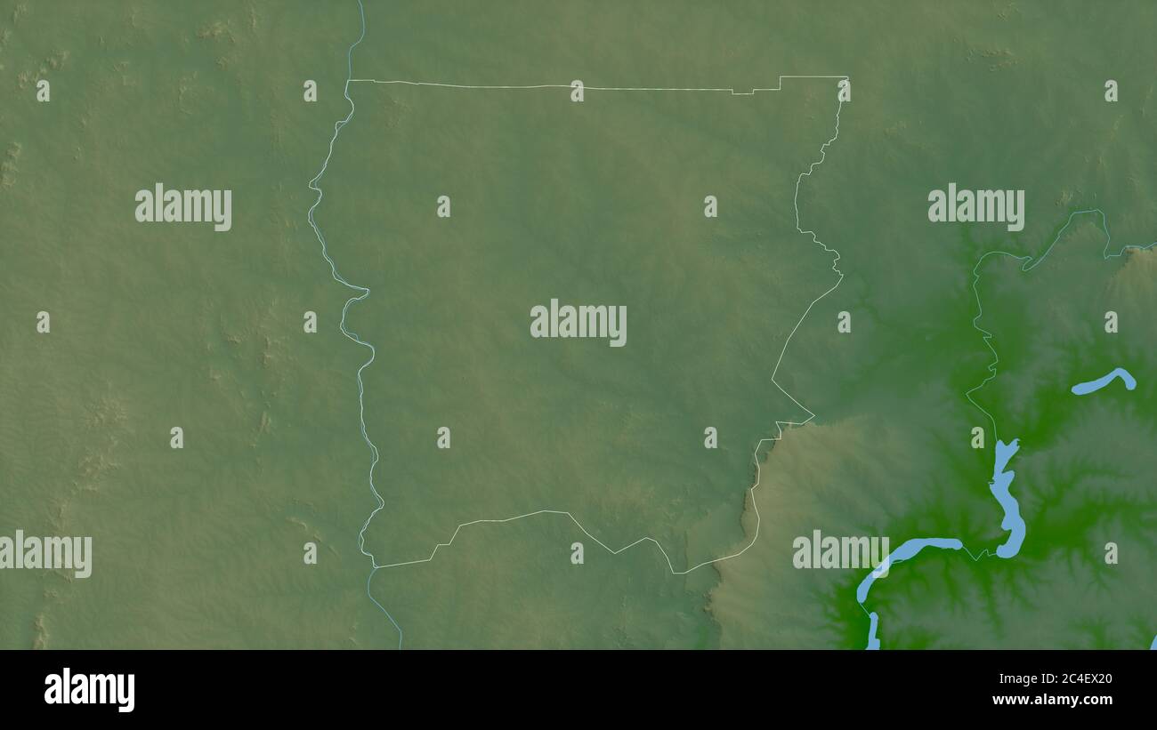 Upper West, region of Ghana. Colored shader data with lakes and rivers ...