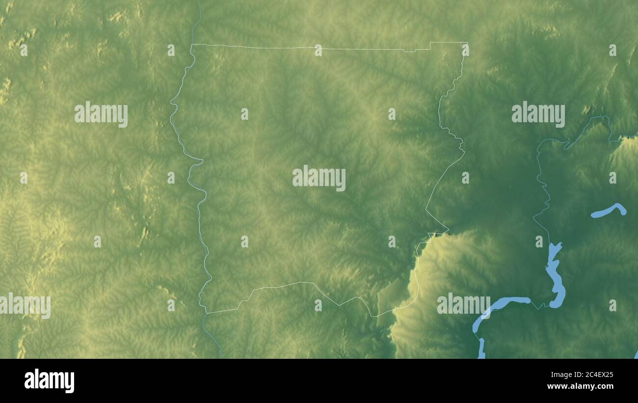 Upper West, region of Ghana. Colored relief with lakes and rivers ...