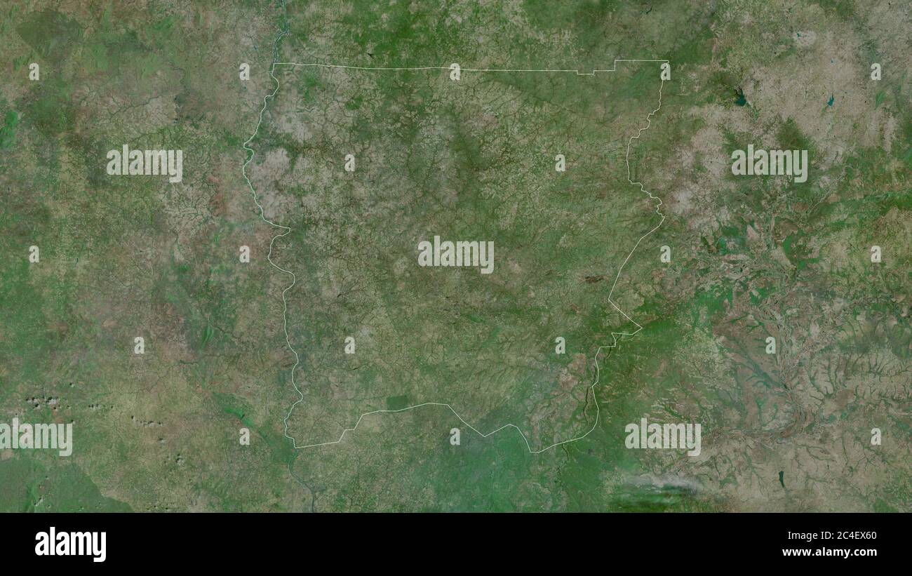 Upper West, region of Ghana. Satellite imagery. Shape outlined against ...
