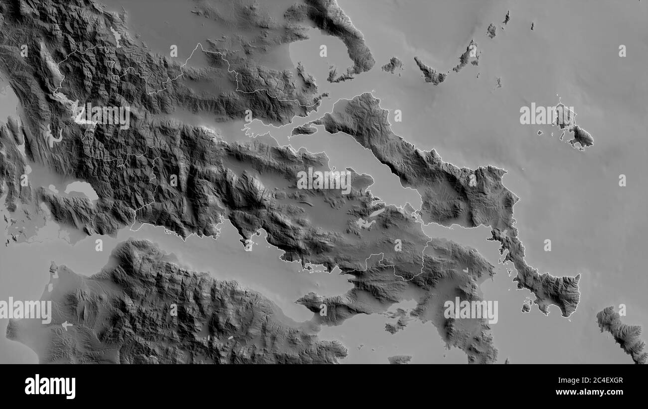 Central Greece, decentralized administration of Greece. Grayscaled map ...