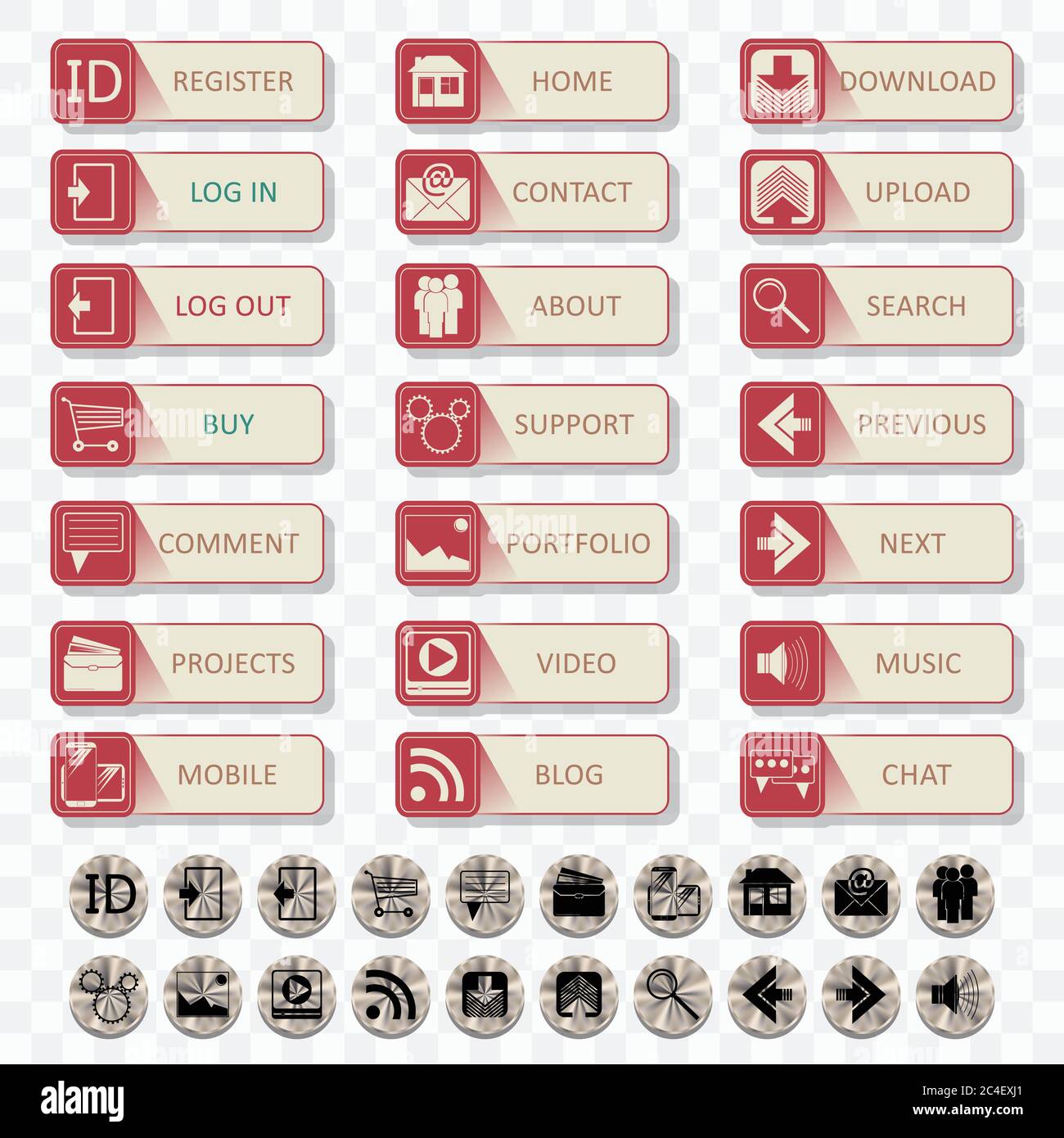 Set of button and icon template. Vector illustration Stock Vector Image ...