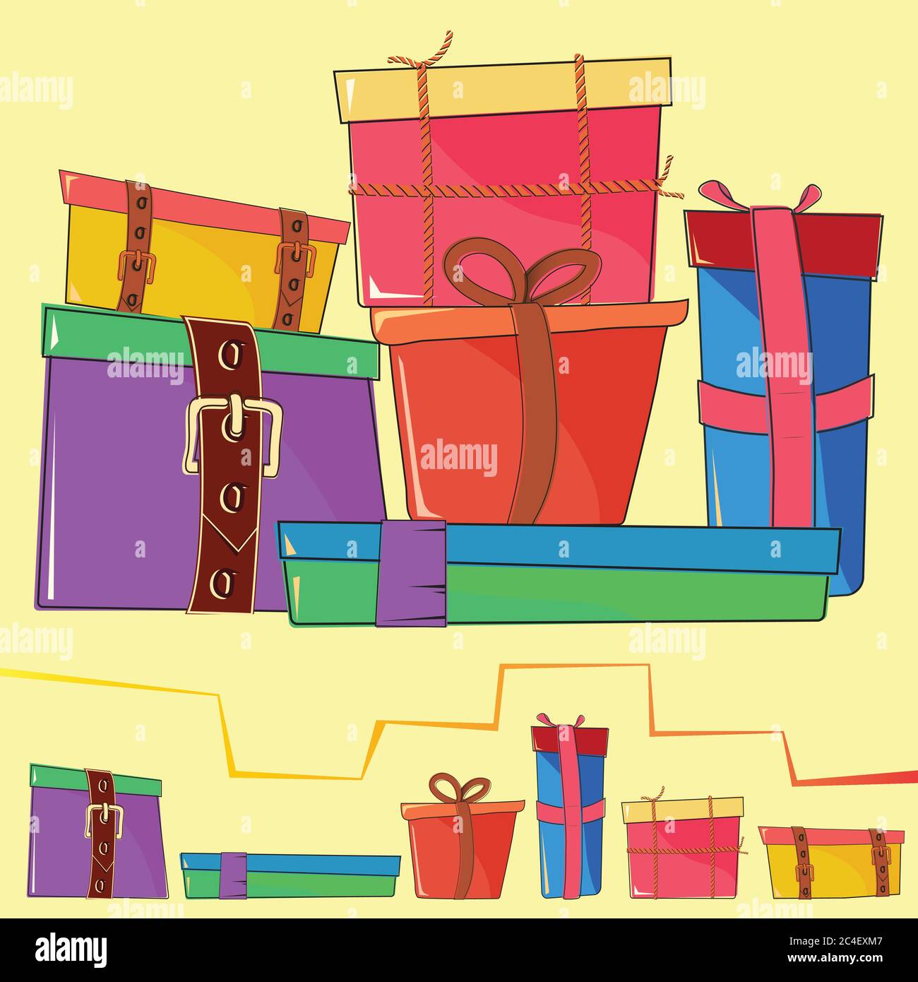 Vector set of various colored boxes. Side view, isolated Stock Vector ...