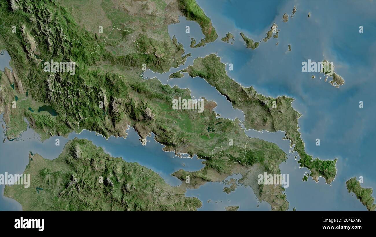 Central Greece, decentralized administration of Greece. Satellite ...