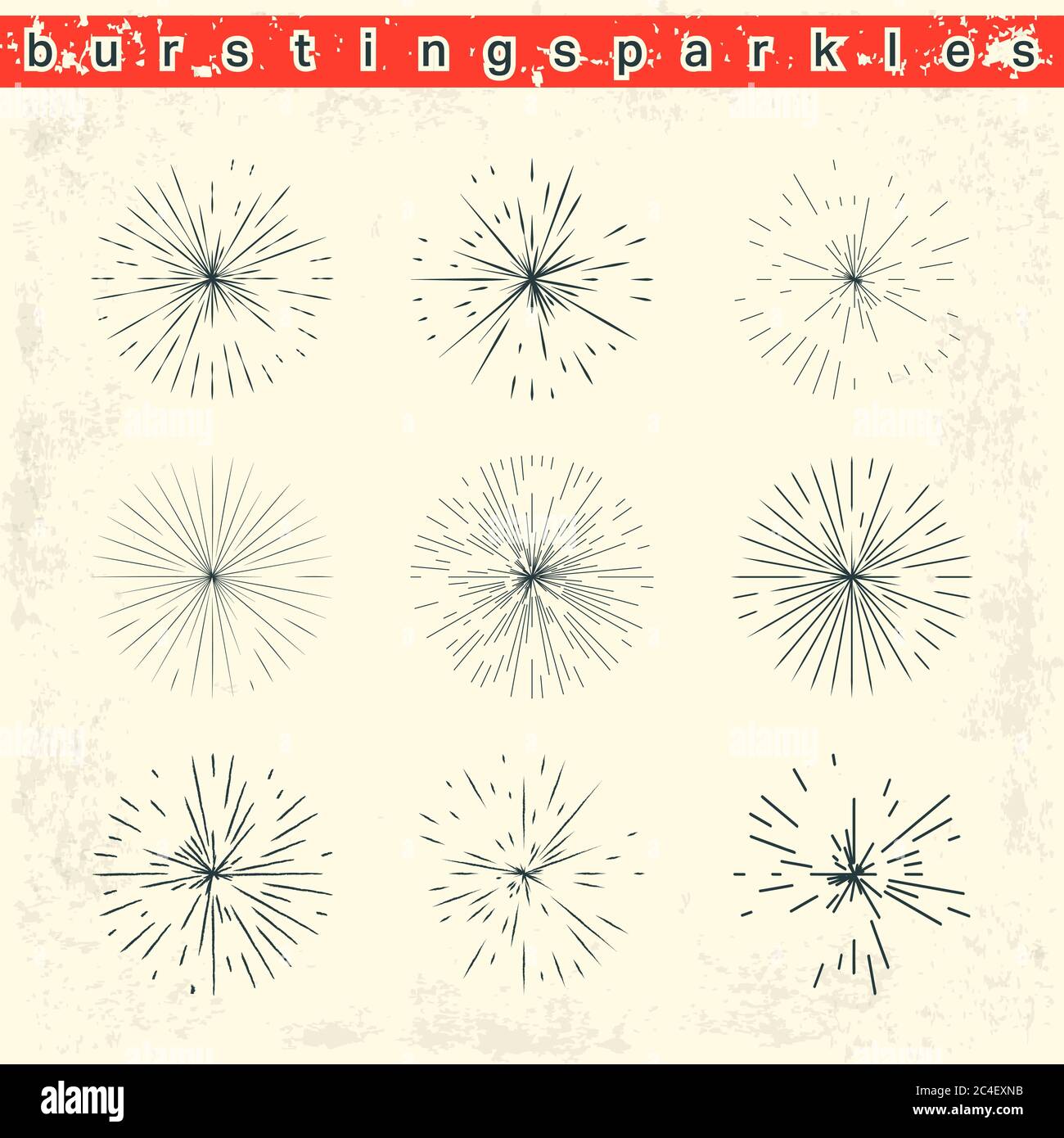 Set of circular vintage bursting sparkles on grunge background ...