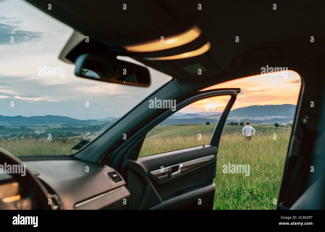 Open car door evening hi-res stock photography and images - Alamy