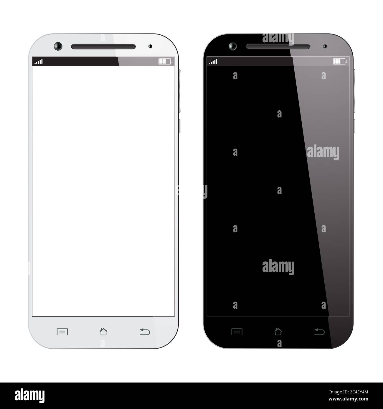 Realistic black and white smartphone isolated on white background ...