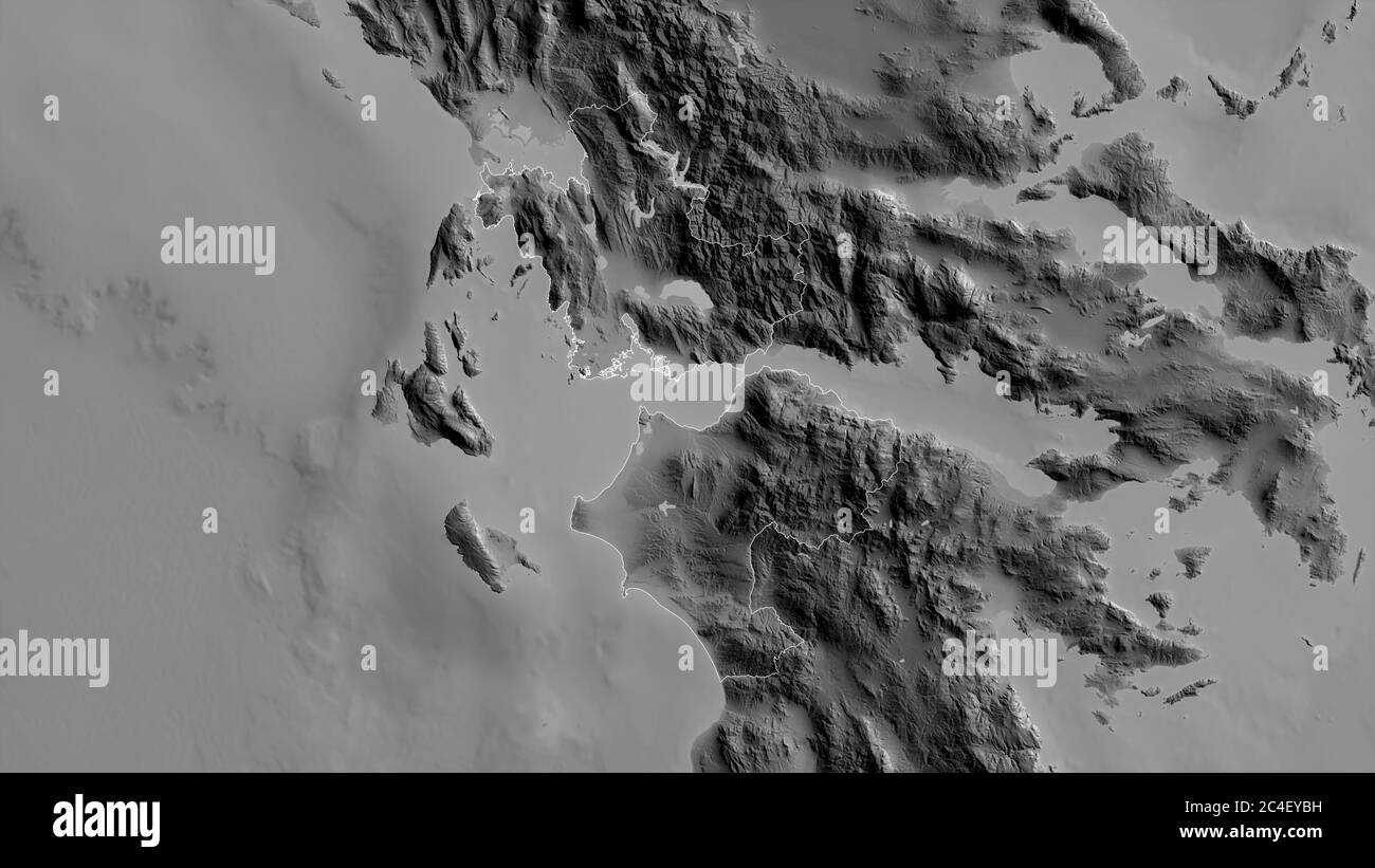 Western Greece, decentralized administration of Greece. Grayscaled map ...