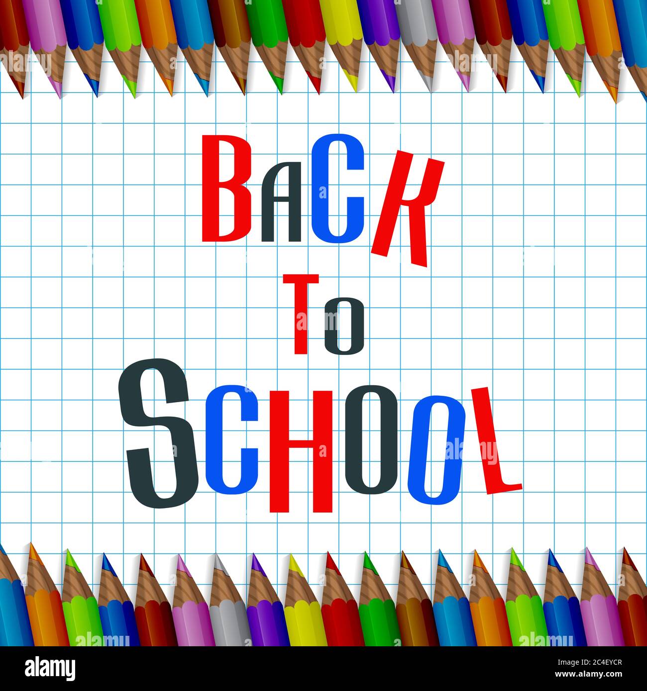 Back to School Card. Colored Pencils. Notebook background. Vector ...