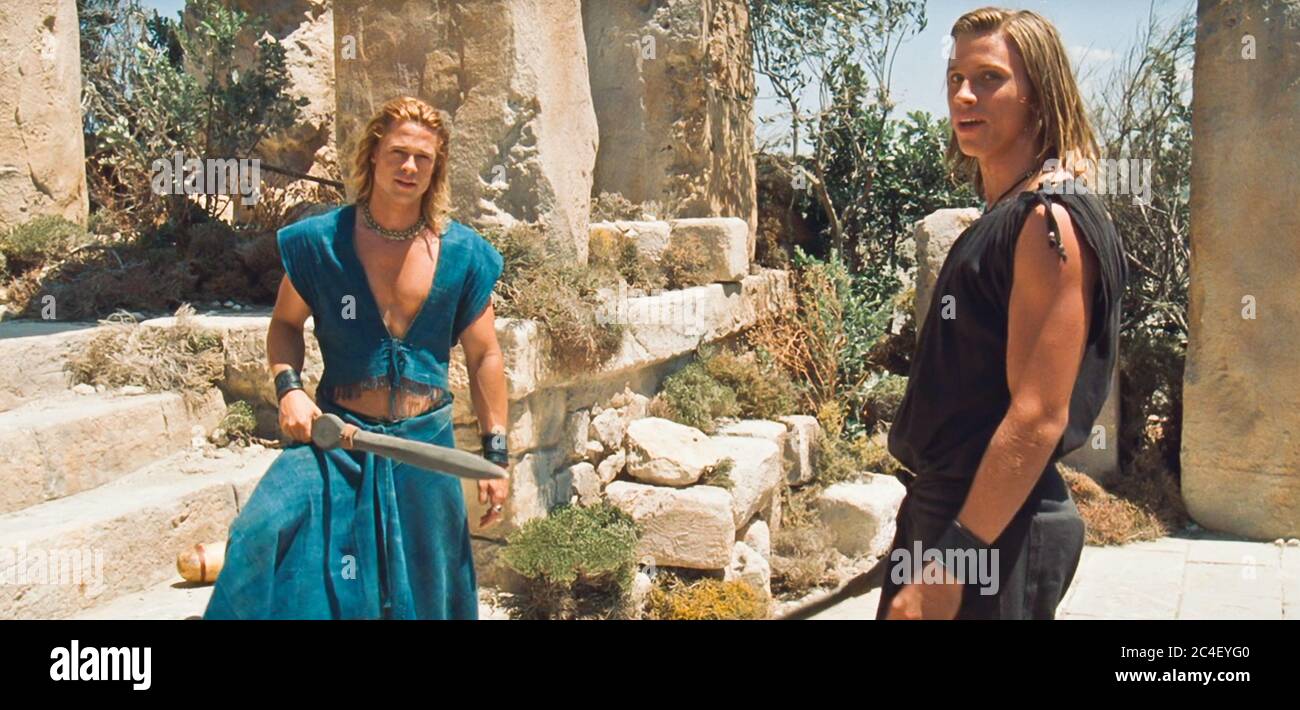 USA. Garrett Hedlund and Brad Pitt in a scene from the ©Warner Bros ...