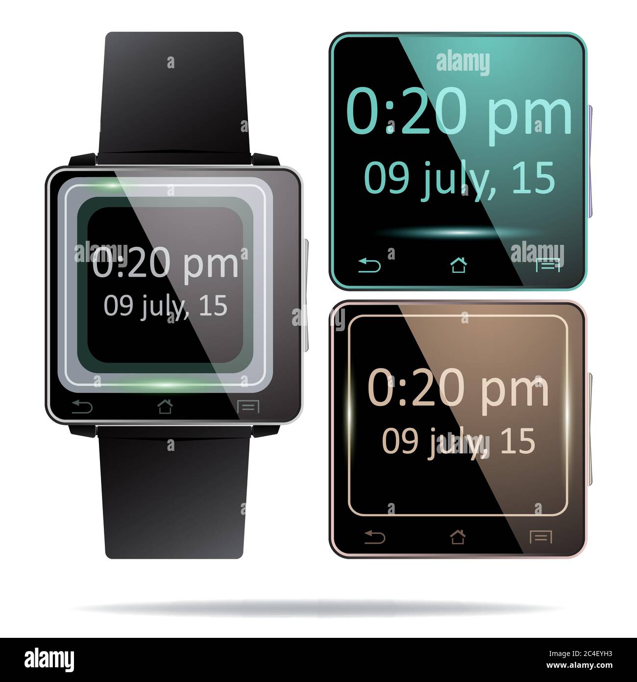 Realistic smartwatches on white background. Vector illustration Stock ...