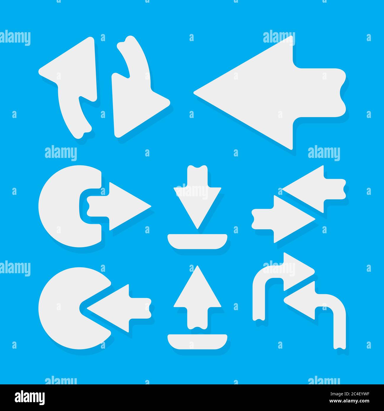 Arrows icon template. Arrow with shadow on blue background. Vector ...