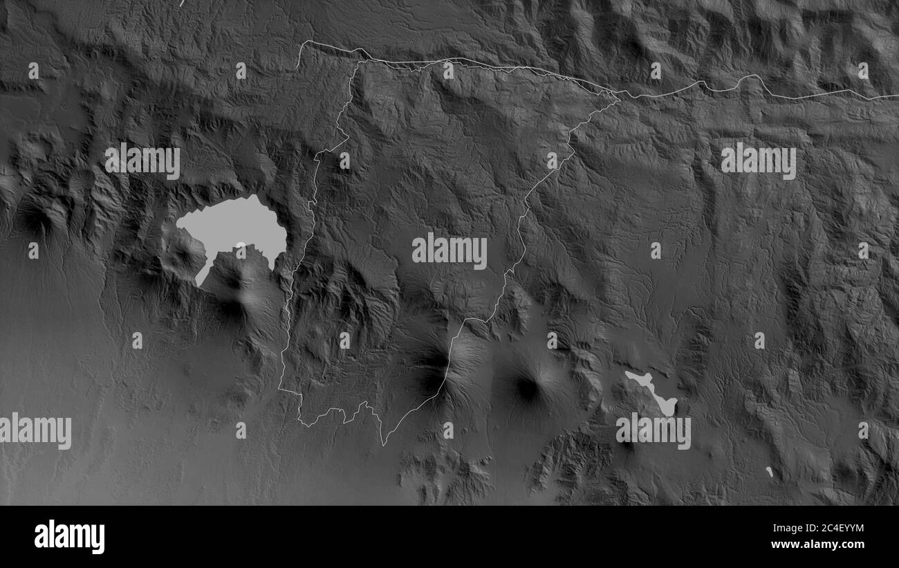 Chimaltenango, department of Guatemala. Grayscaled map with lakes and ...