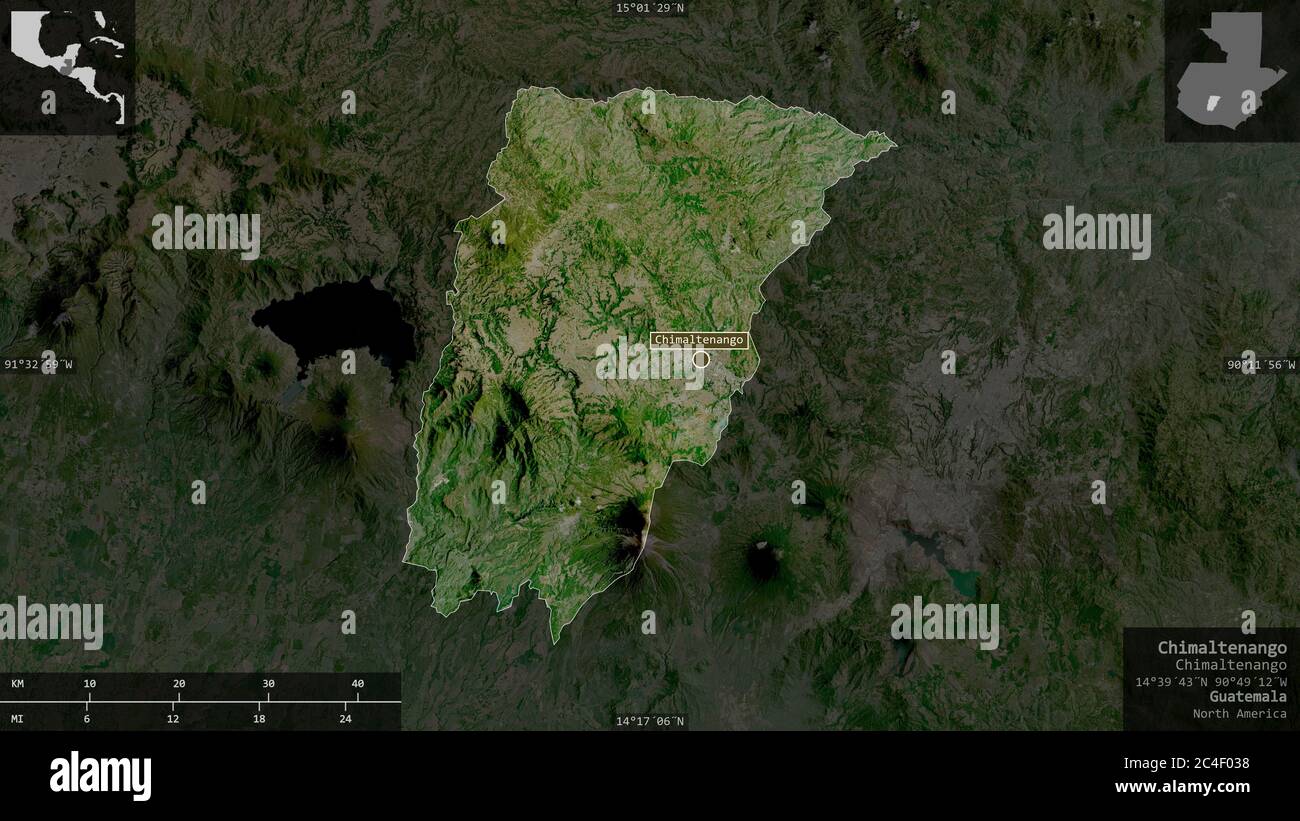 Chimaltenango, department of Guatemala. Satellite imagery. Shape ...