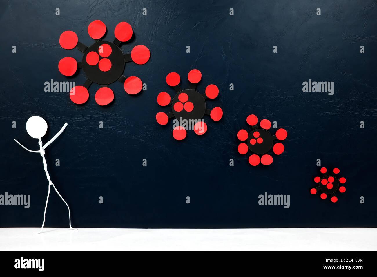 Covid-19 coronavirus pandemic downward trend. Human stick figure ...