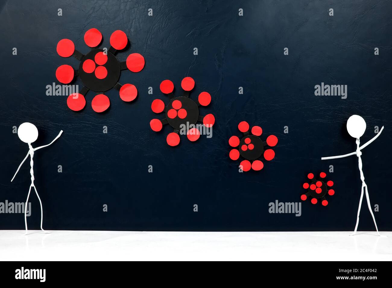 Covid-19 coronavirus pandemic downward trend. Human stick figure ...