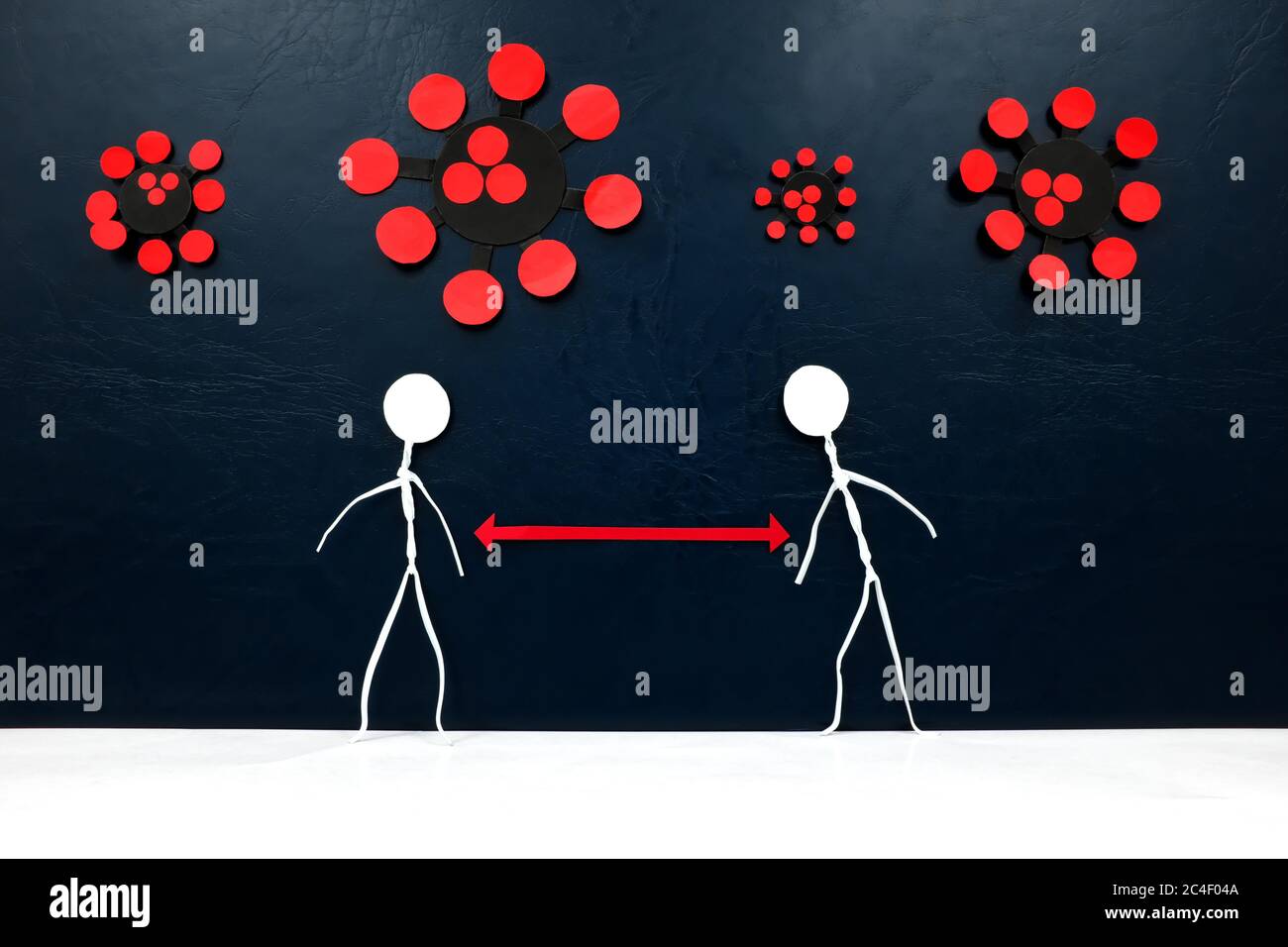 Physical social distancing during covid-19 pandemic crisis. Human stick ...