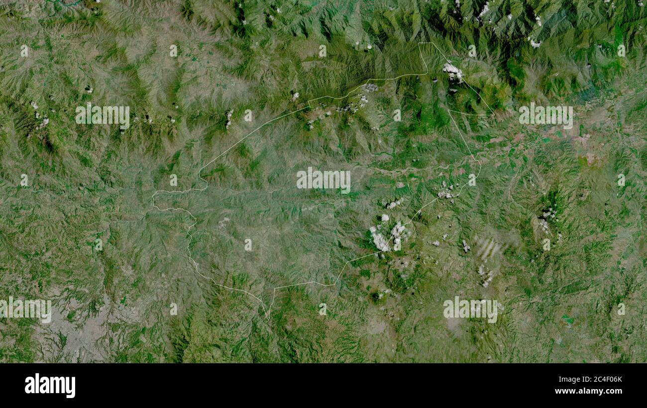 El Progreso, department of Guatemala. Satellite imagery. Shape outlined ...