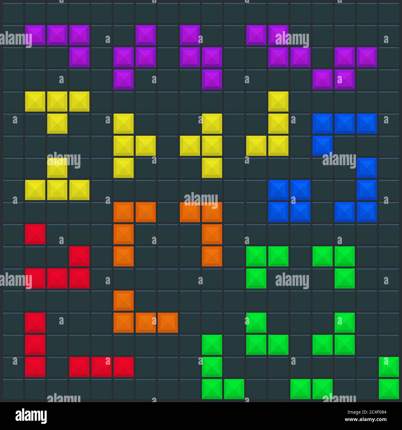 Game tetris square template. Old video game pieces. Vector illustration ...