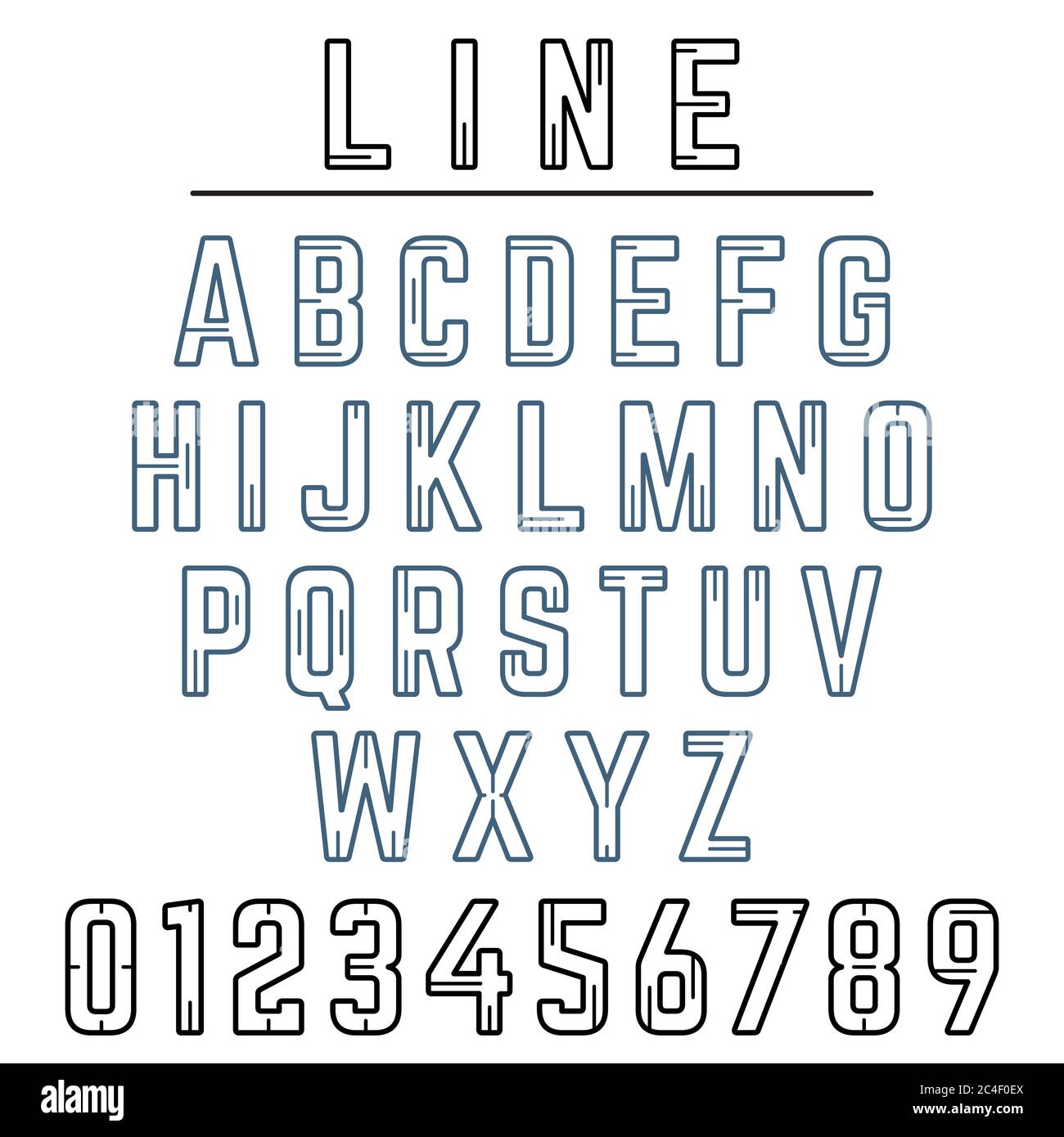 Alphabet Line Design Font. Letters and numbers. Vector illustration ...