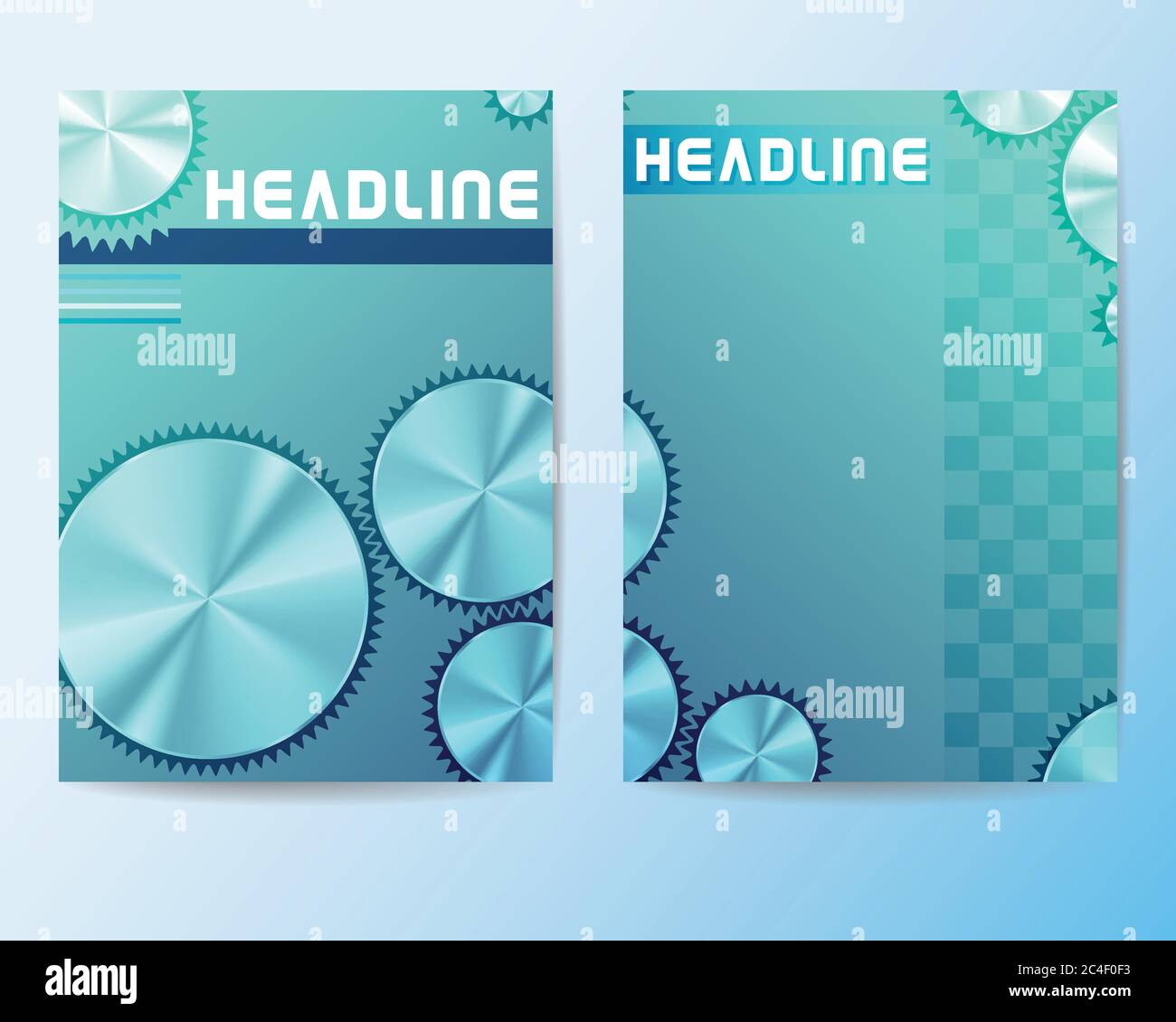 Set of abstract Brochure or Flyer Template with Metal Gears. Vector ...