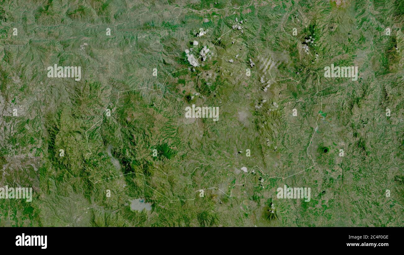 Jalapa, department of Guatemala. Satellite imagery. Shape outlined ...