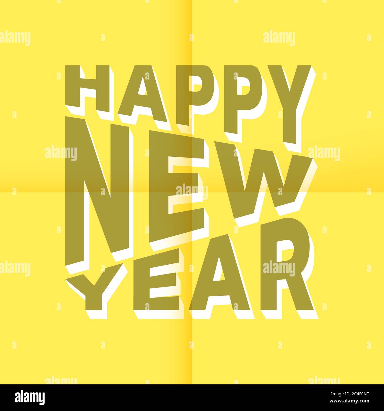 Happy New Year 3d text on yellow stick note. Vector illustration Stock ...