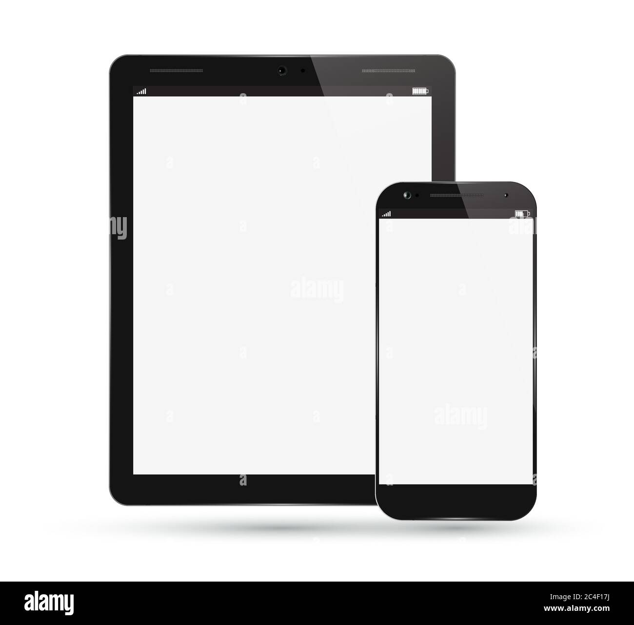 Tablet PC Computer with Smart Phone. Realistic Modern Mobile Pad ...