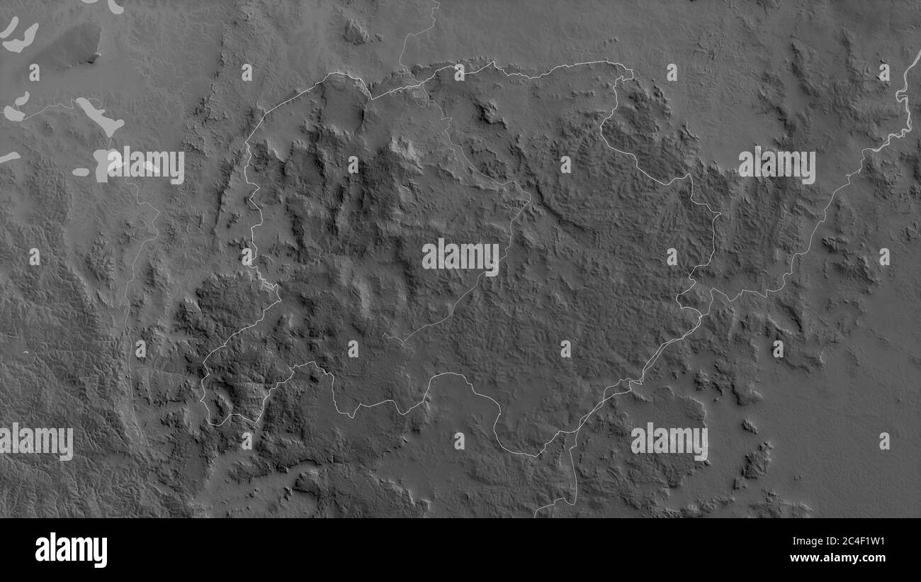 Labé, region of Guinea. Grayscaled map with lakes and rivers. Shape ...