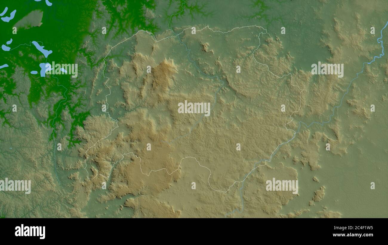 Labé, region of Guinea. Colored shader data with lakes and rivers ...