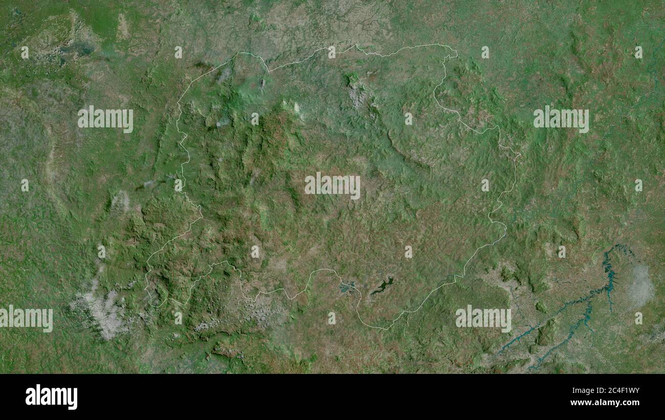 Labé, region of Guinea. Satellite imagery. Shape outlined against its ...