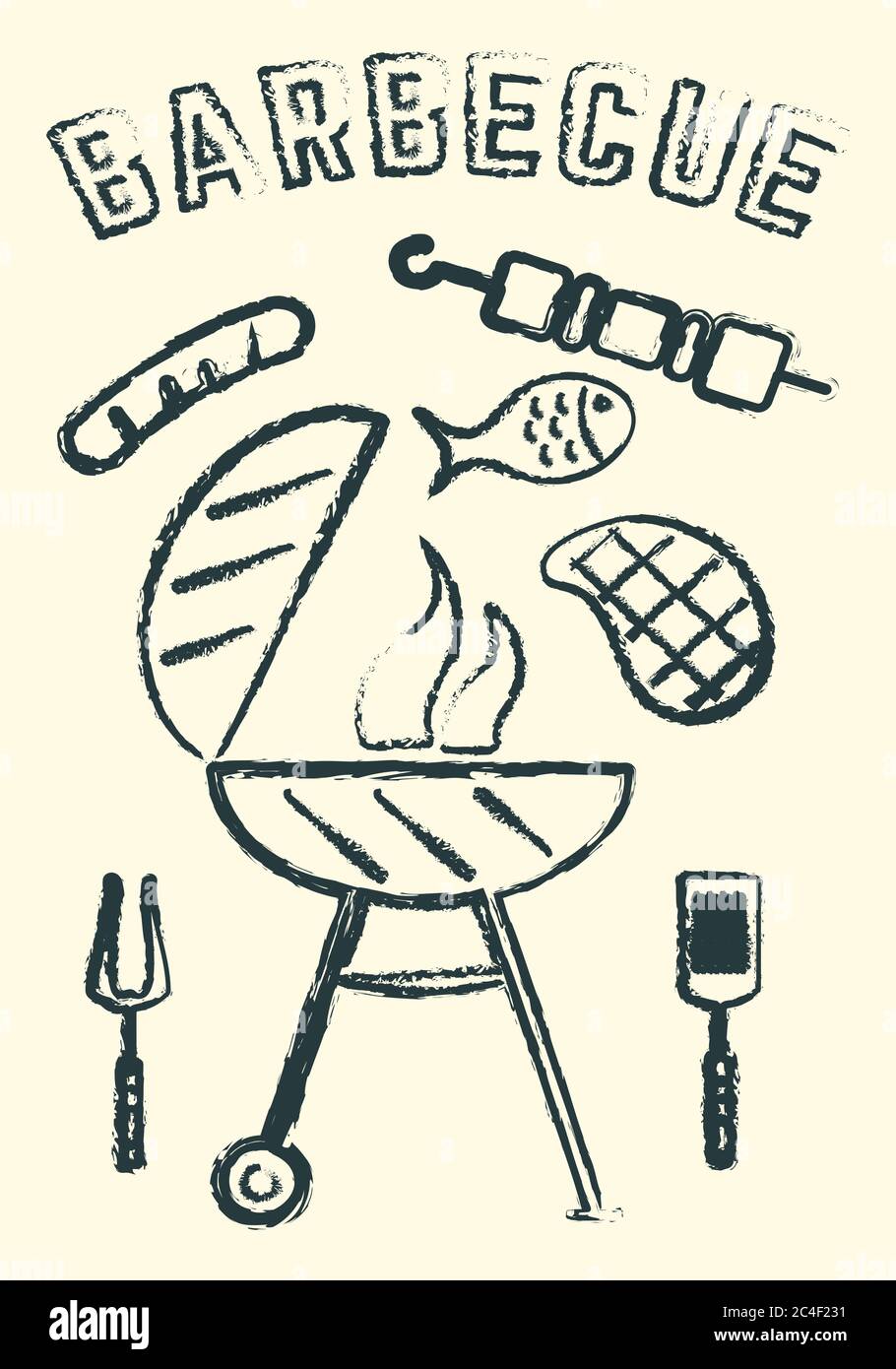 Abstract Barbecue Poster . Grunge Design. Vector illustration Stock ...