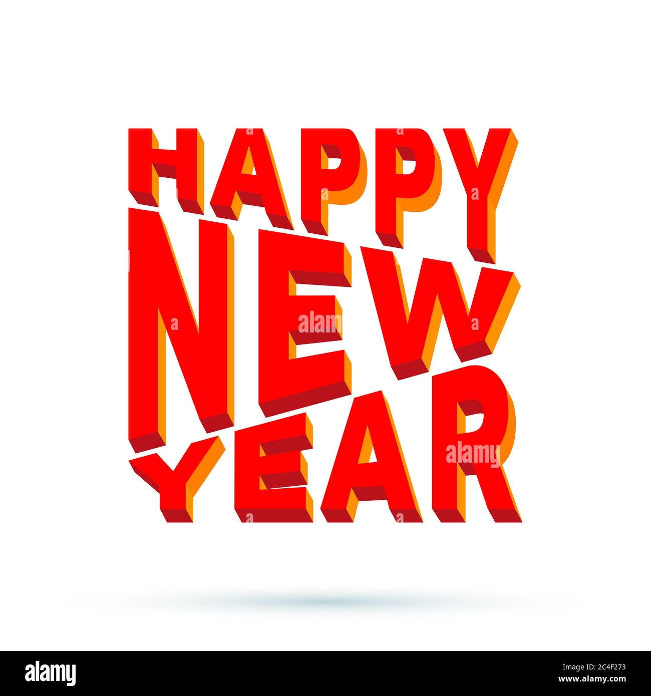 Happy New Year 3d text isolated on white background. Vector ...
