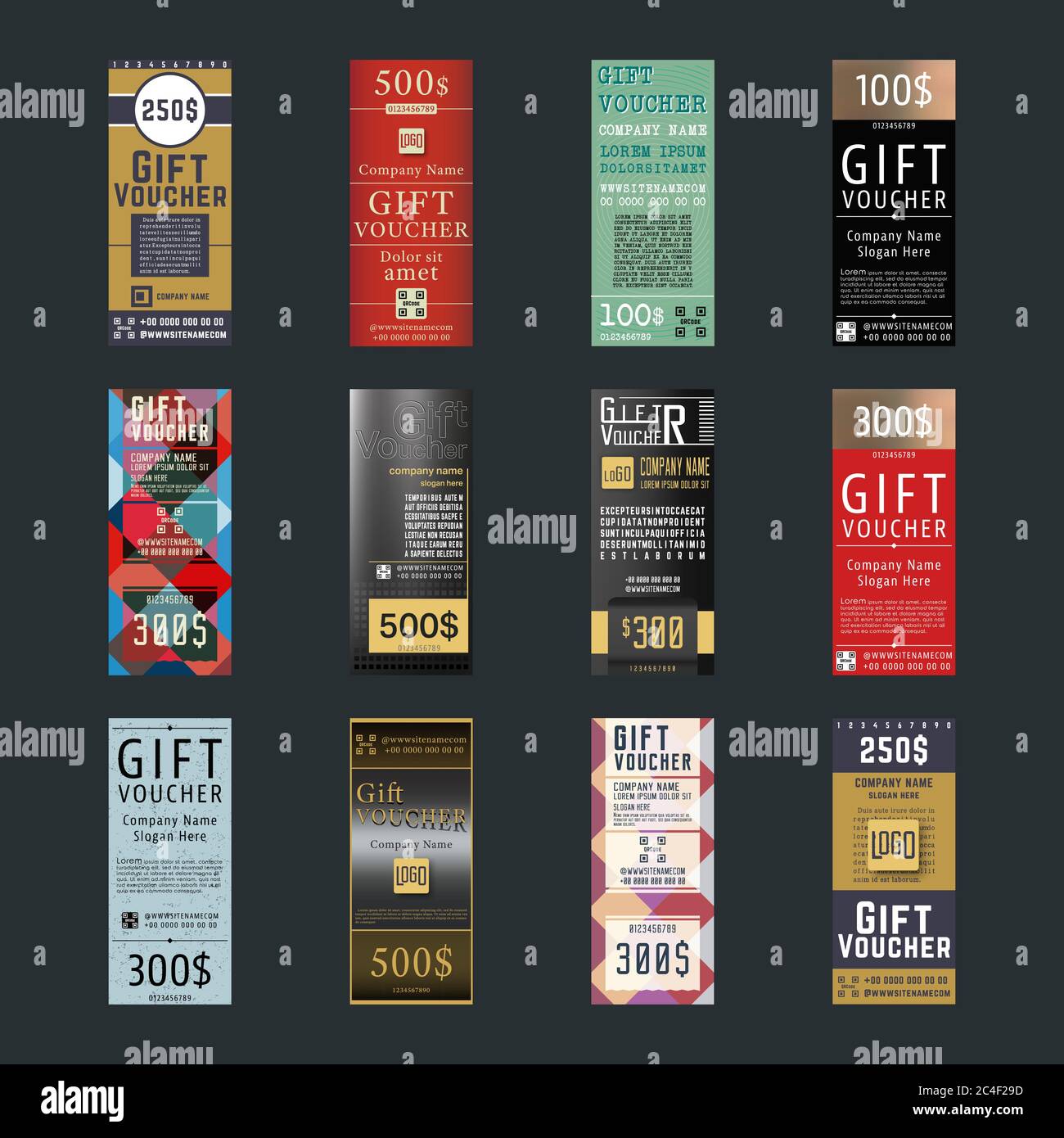 Gift voucher template set. Flyer Simple Design Layout. Vector design ...