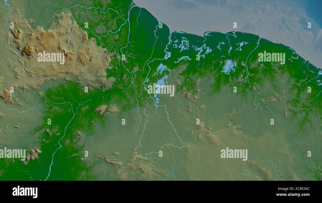 East Berbice-Corentyne, region of Guyana. Colored shader data with ...