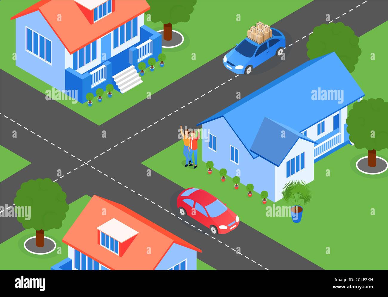 Vector Illustration City Streets Crossroads Flat. Projection Layout ...