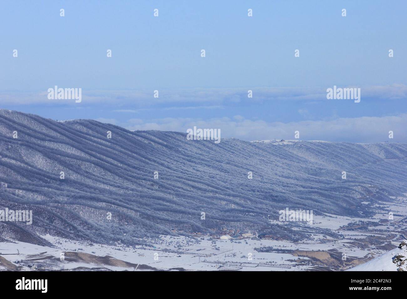 Azerbaijan. Beautiful snow-capped mountains. Kusar district. The ...