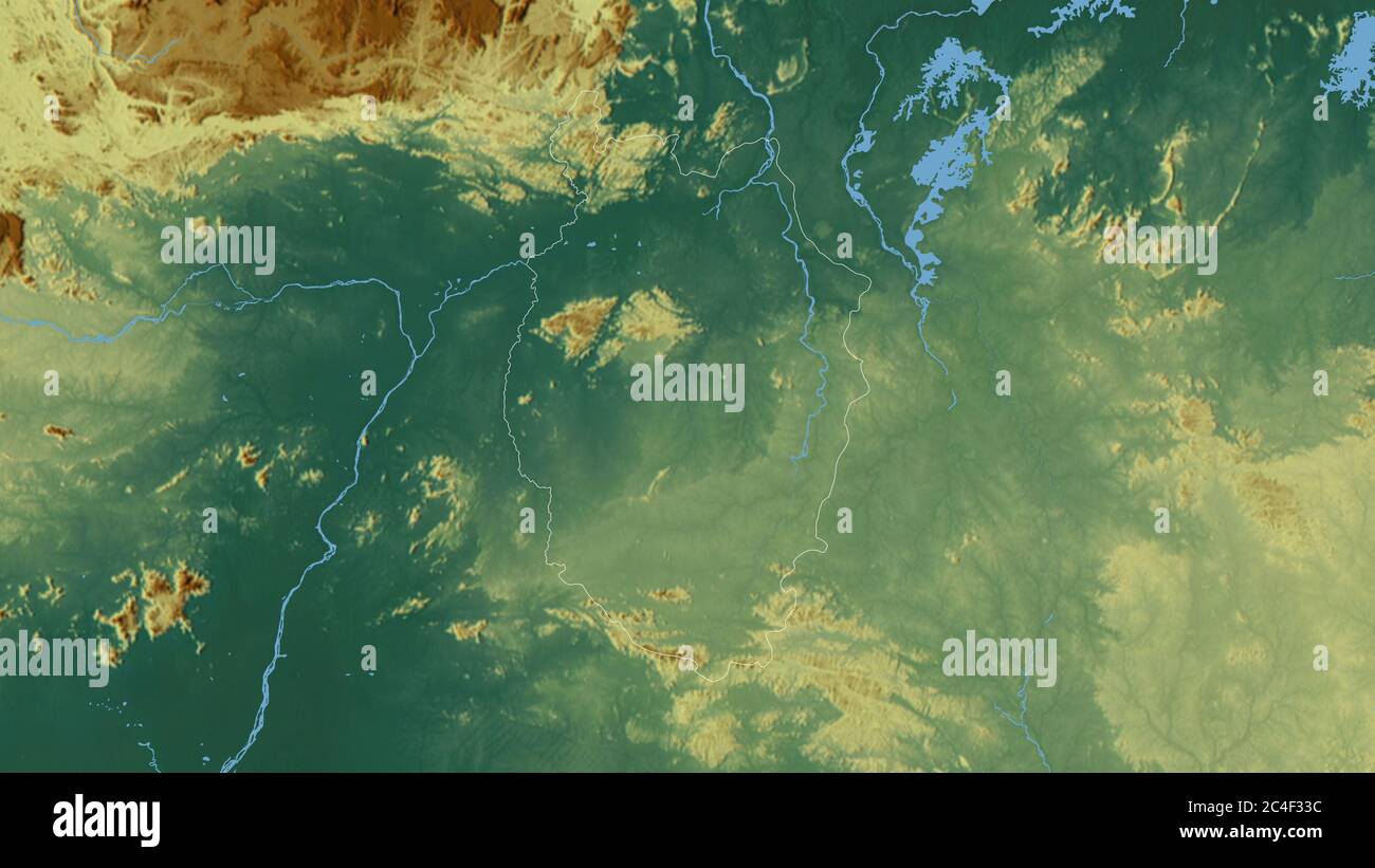Upper Takutu-Upper Essequibo, region of Guyana. Colored relief with ...
