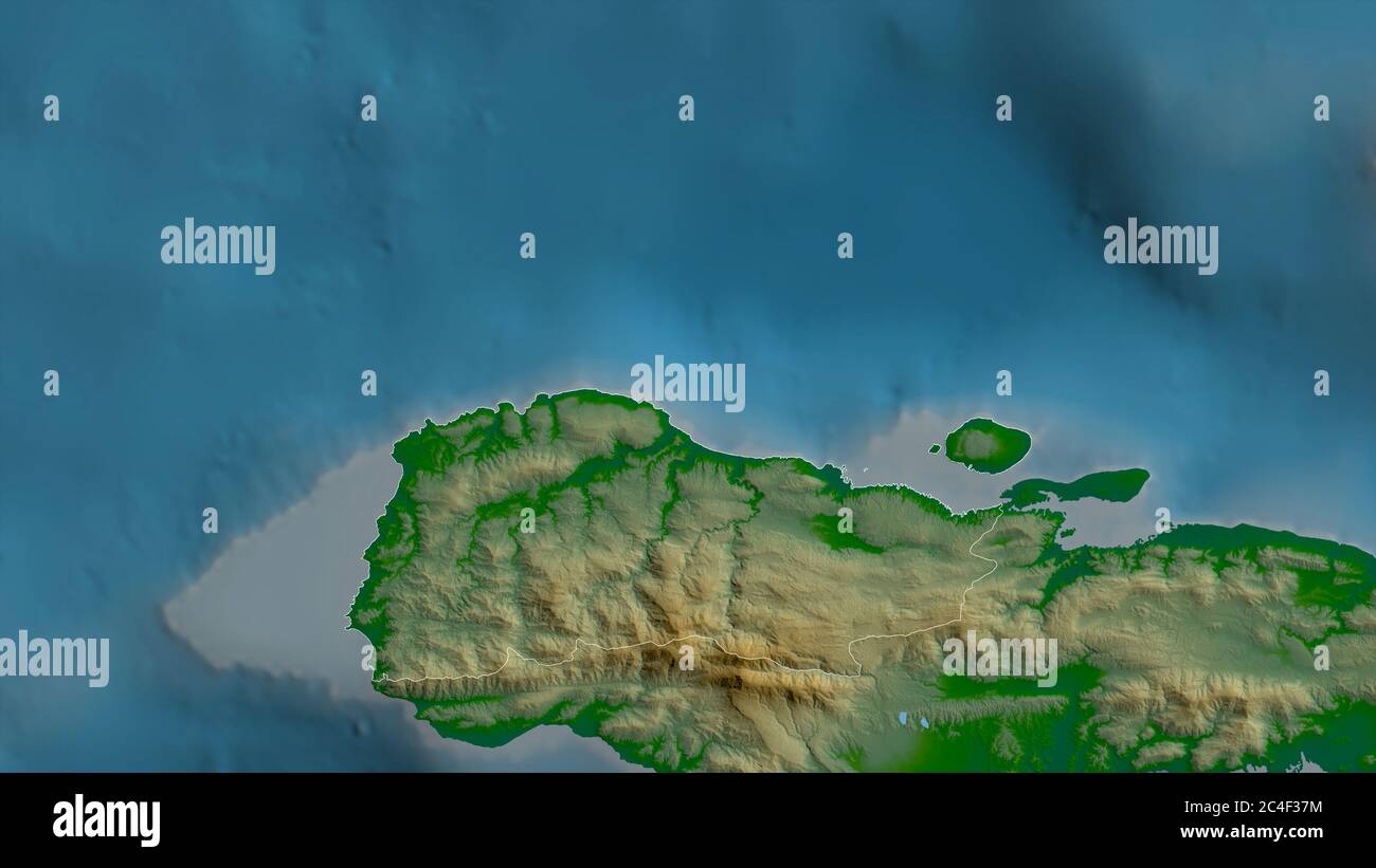Grand'Anse, department of Haiti. Colored shader data with lakes and ...