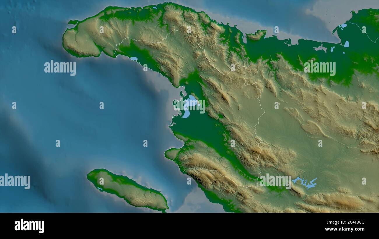 L'Artibonite, department of Haiti. Colored shader data with lakes and ...