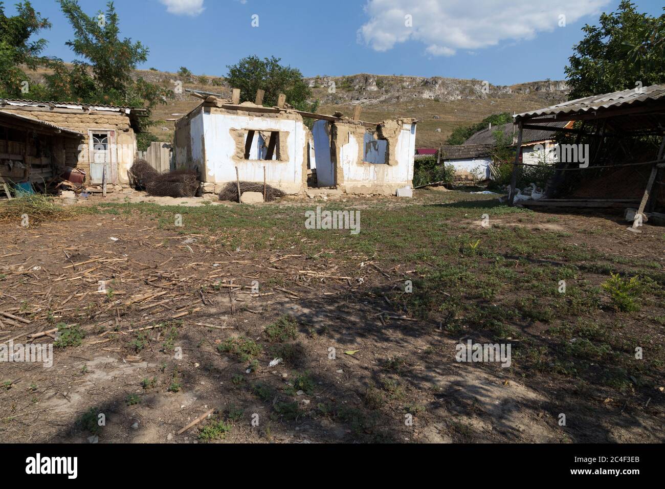 Abandoned house in the country. Typical view for rural areas in Moldova ...