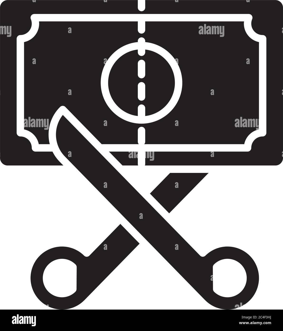 scissor cutting bill dollar silhouette style iconvector illustration ...