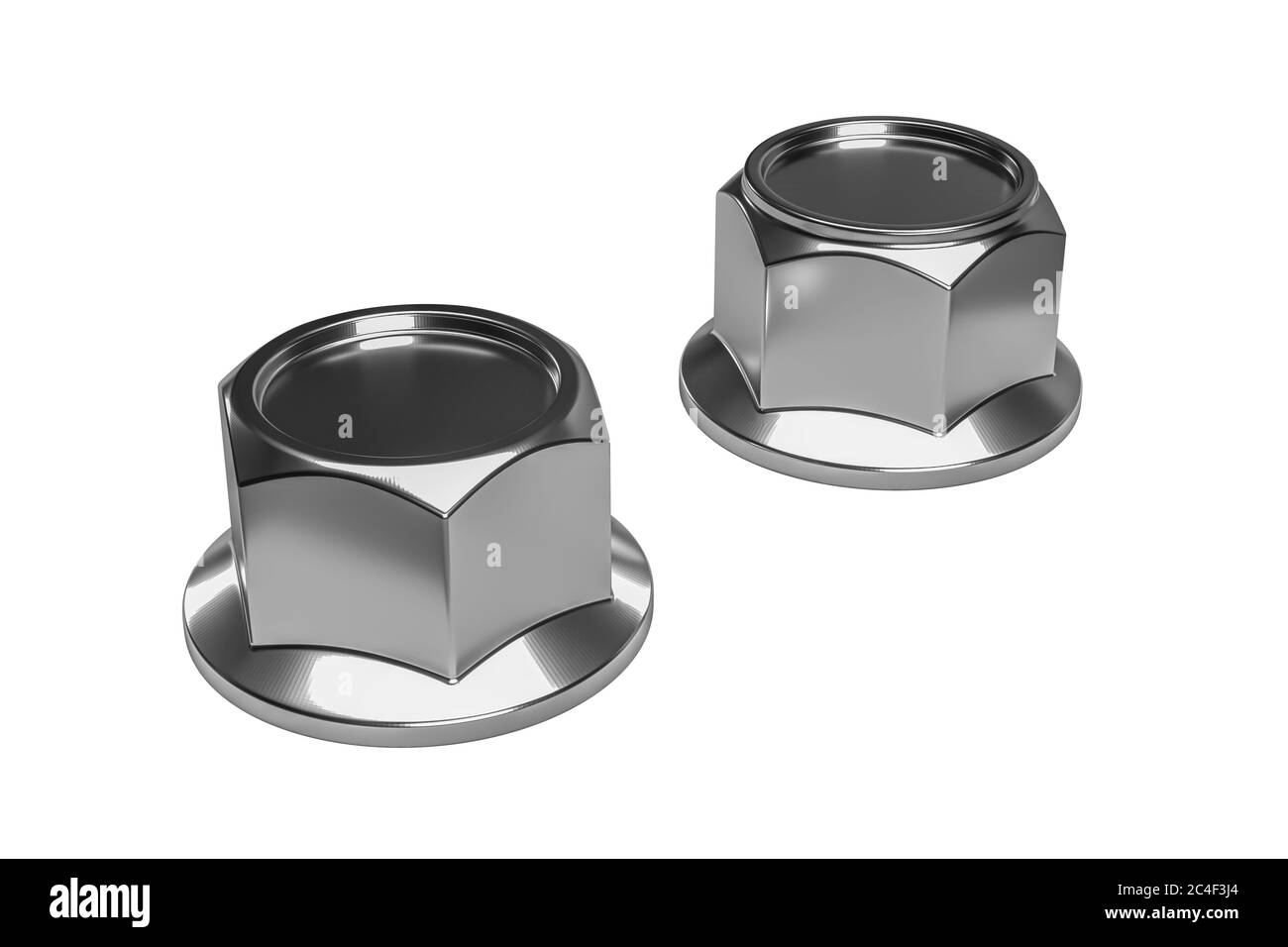 Two hex caps isolated on white background - 3d render Stock Photo - Alamy