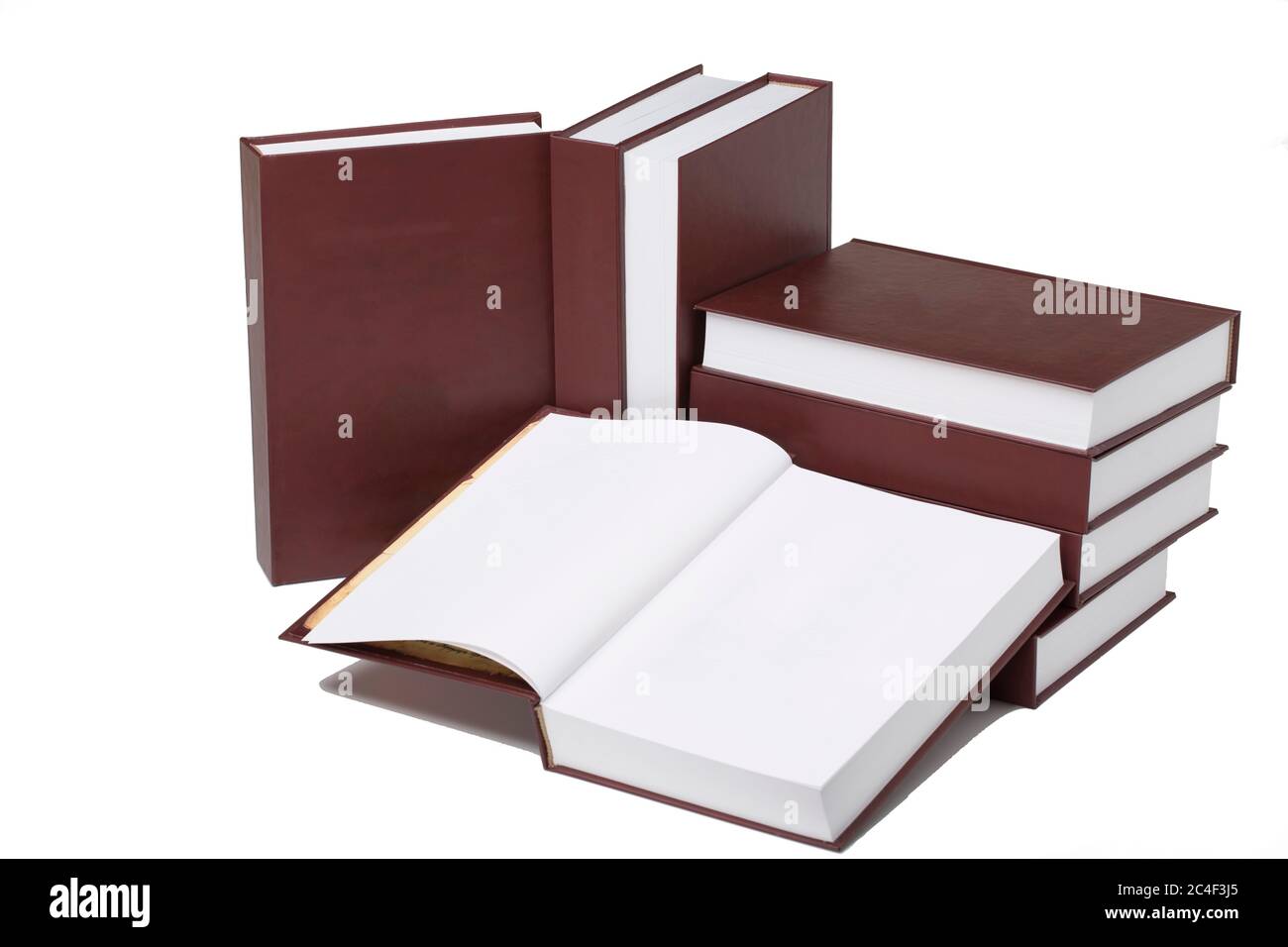 Still life of books with white clear sheets. These books are isolated ...