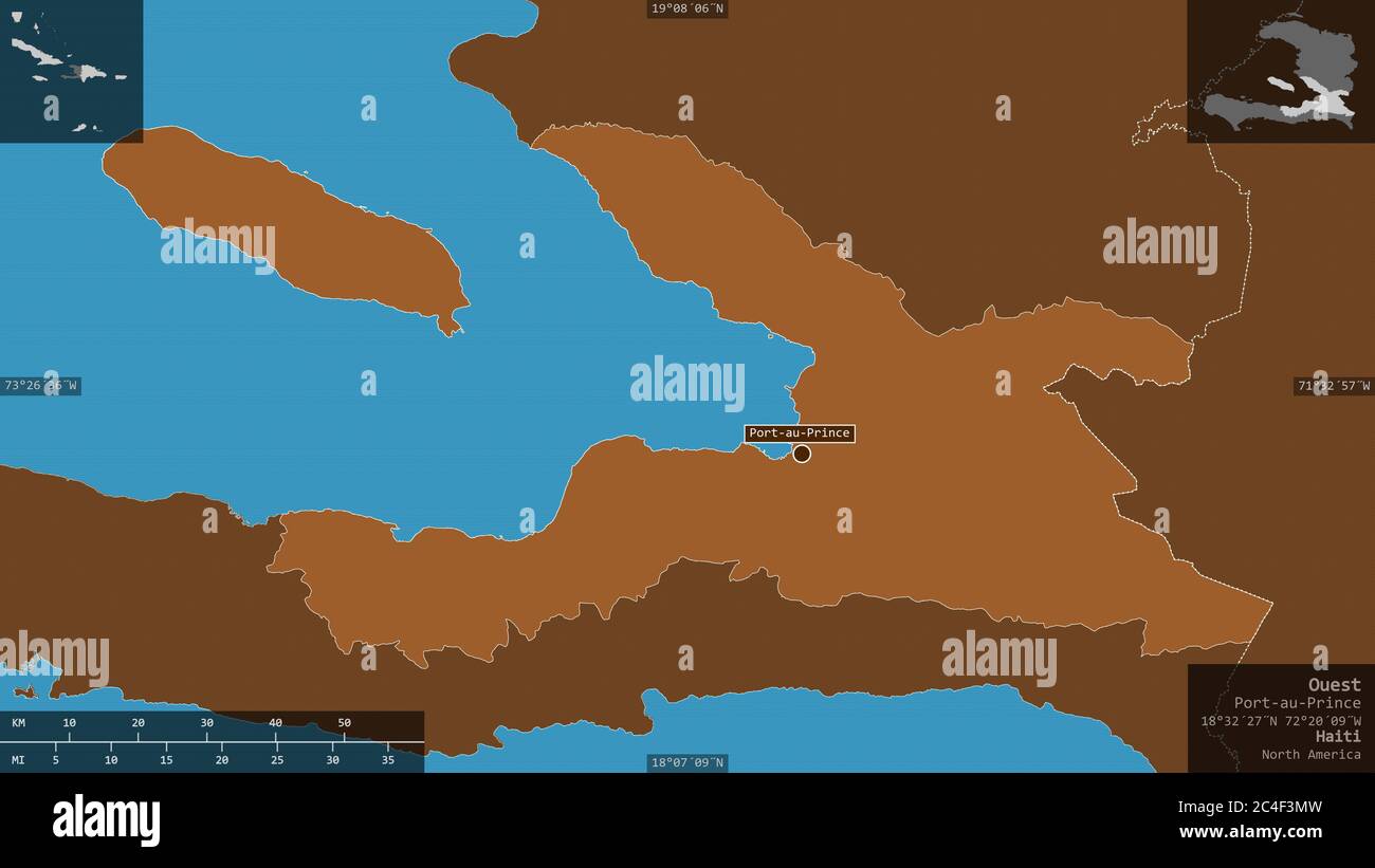 Ouest, department of Haiti. Patterned solids with lakes and rivers ...